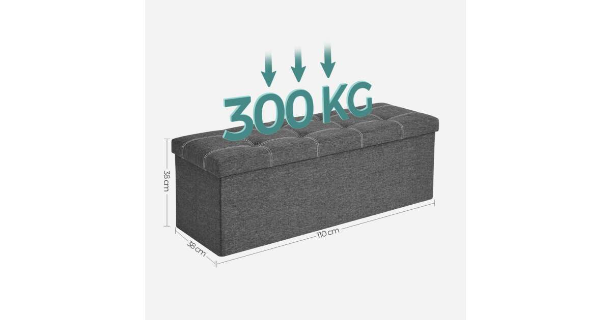 Tároló pad / tároló puff - Vasagle Loft - 110 x 38 cm (szürke) | Pepita.hu