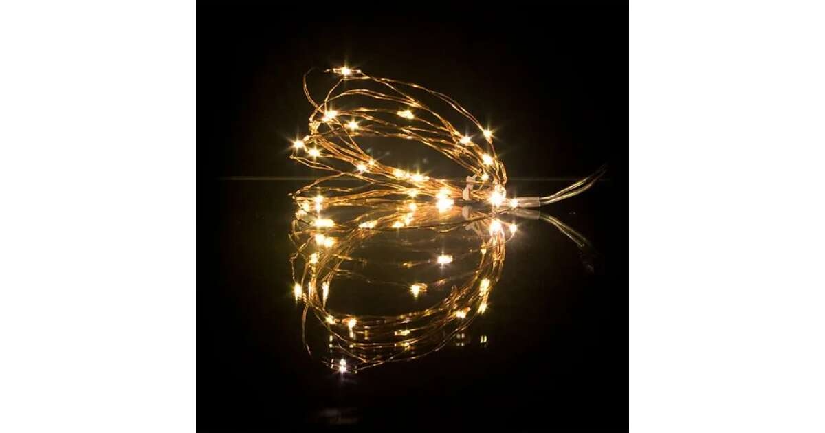 LED Fényfüzér 50db izzóval , elemes , Meleg fehér | Pepita.hu