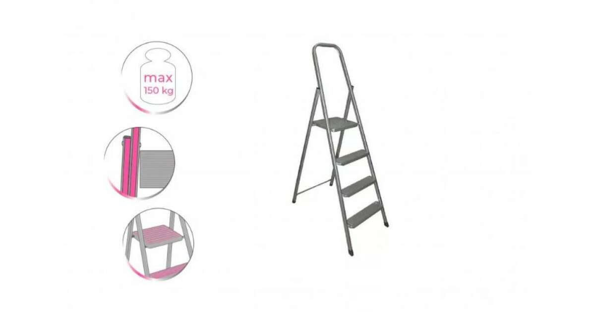 Steel ladder, 4 steps, 244 cm, Słowacja Trend Eurogold | Pepita.com