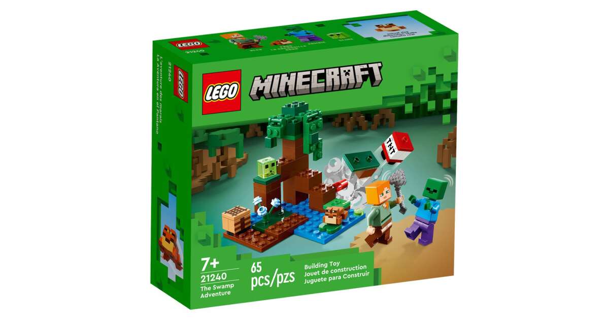 LEGO® Minecraft Set de construcție, Aventură în mlaștină, 65 de piese ...