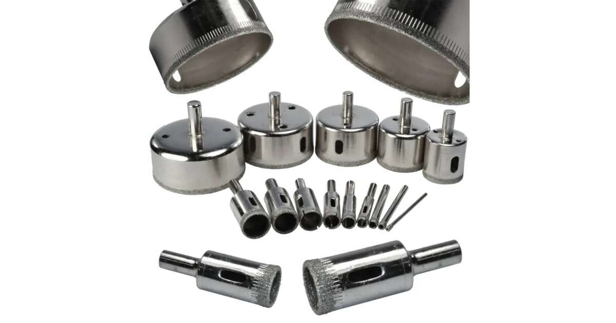 BLACK gyémánt csempelyukfúró, 14db, 3-70mm körkivágó készlet | Pepita.hu