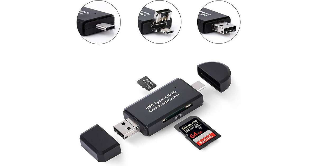Kártyaolvasó sd microsd tf usb usb-c micro usb 3in1 | Pepita.hu