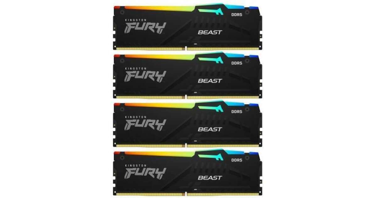 Kingston 64GB DDR5 6000MHz Kit(4x16GB) Fury Beast RGB Black | Pepita.hu