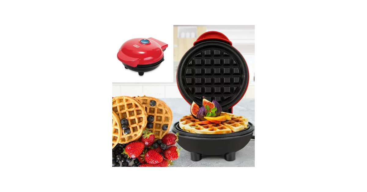 Mini gofri sütő tapadásmentes bevonattal, jelzőfénnyel, 350W , 11cm ...