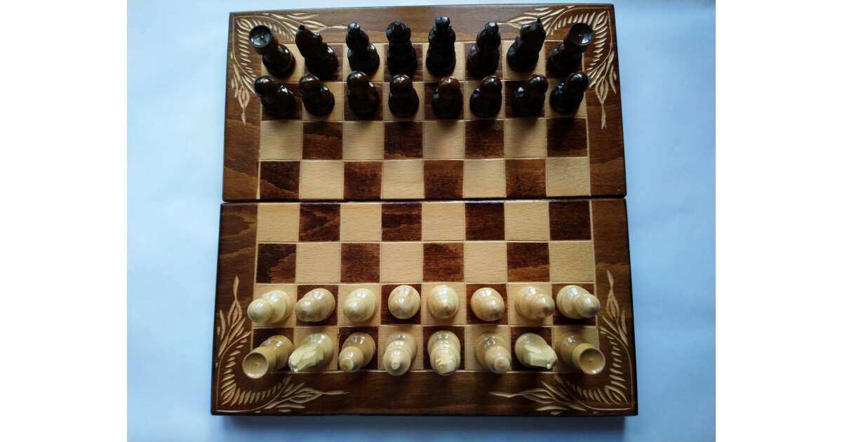 Fa sakk készlet 32x32 cm bükkfa sakk tábla doboz klaszikus sakkfigura ...