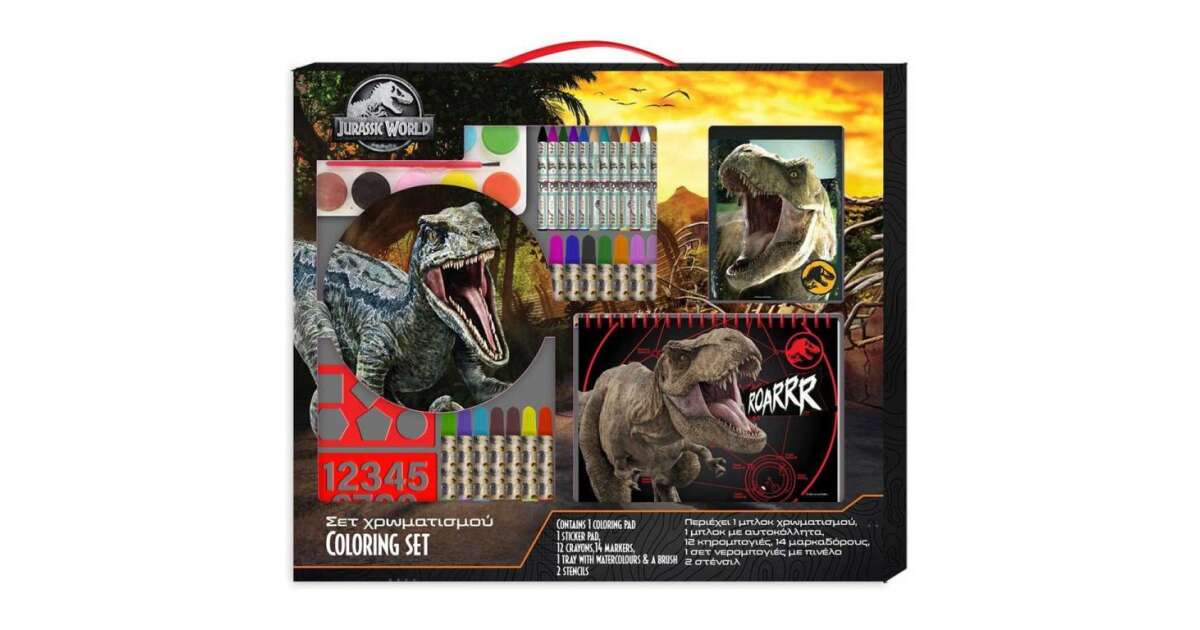 Luna: Jurassic World set de colorat cu ?ablon ?i autocolant 54x47cm ...
