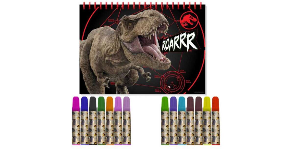 Luna: Jurassic World set de colorat cu ?ablon ?i autocolant 54x47cm ...