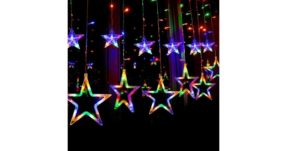 Top Marriage karácsonyi fényfüggöny installáció, 12 csillag, nagy és ...