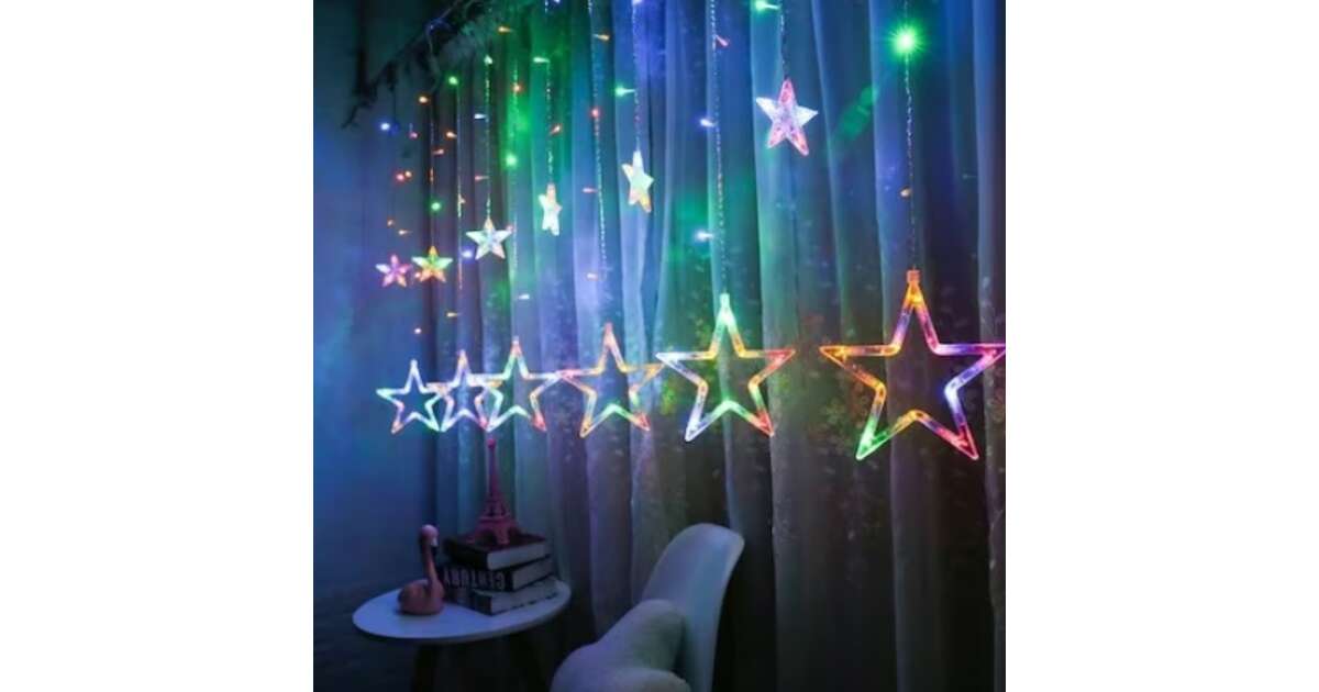 Top Marriage karácsonyi fényfüggöny installáció, 12 csillag, nagy és ...