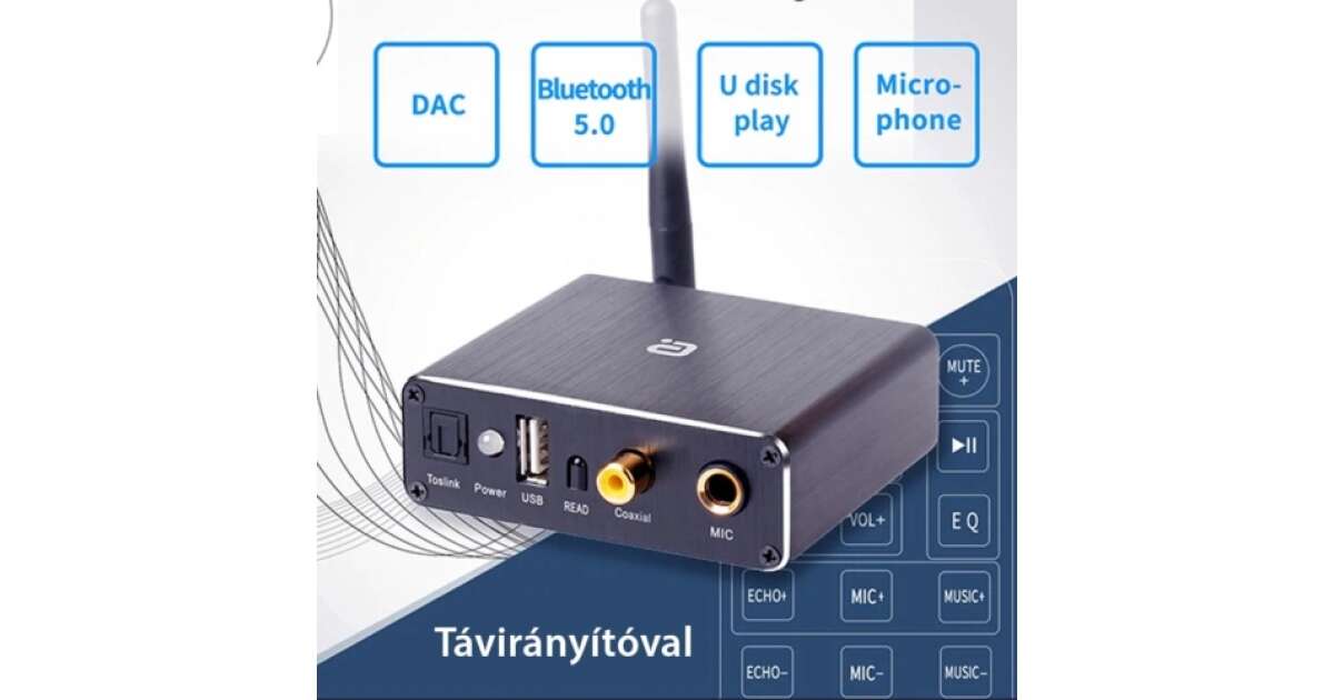 3 az 1-ben Bluetooth 5.0 audio vevő, DAC digitális analóg átalakító (3 ...