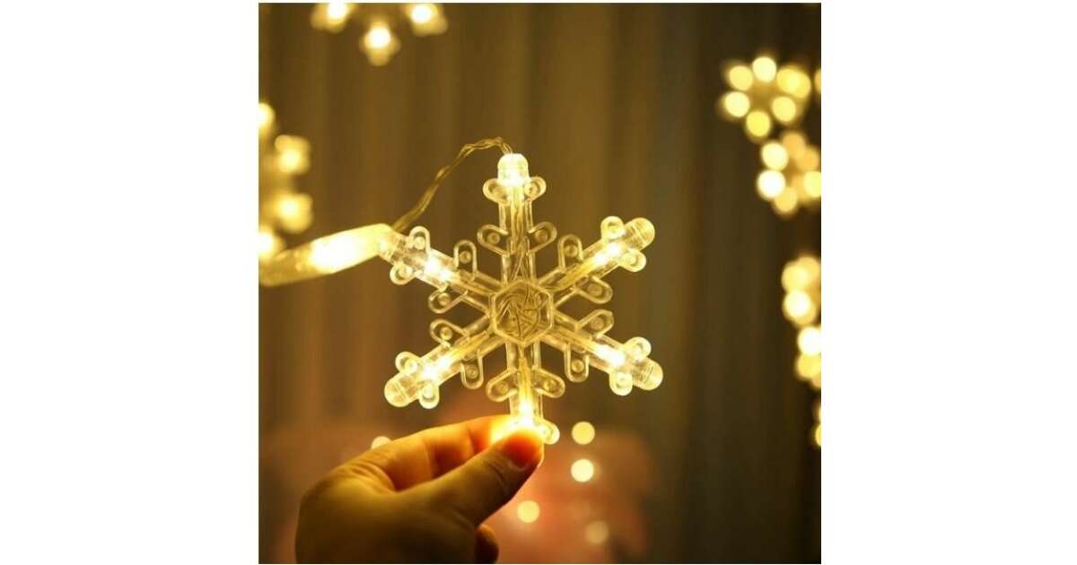 IsoTrade Karácsonyi fény függöny, csillag modell, meleg fehér fény, 8 ...