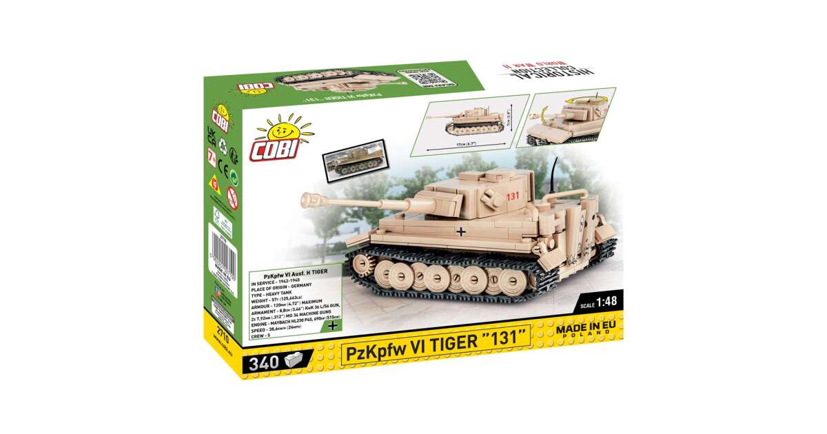 Cobi PzKpfw VI Tiger 131 építőkészlet, Tankgyűjtemény, 2710, 340 részes ...