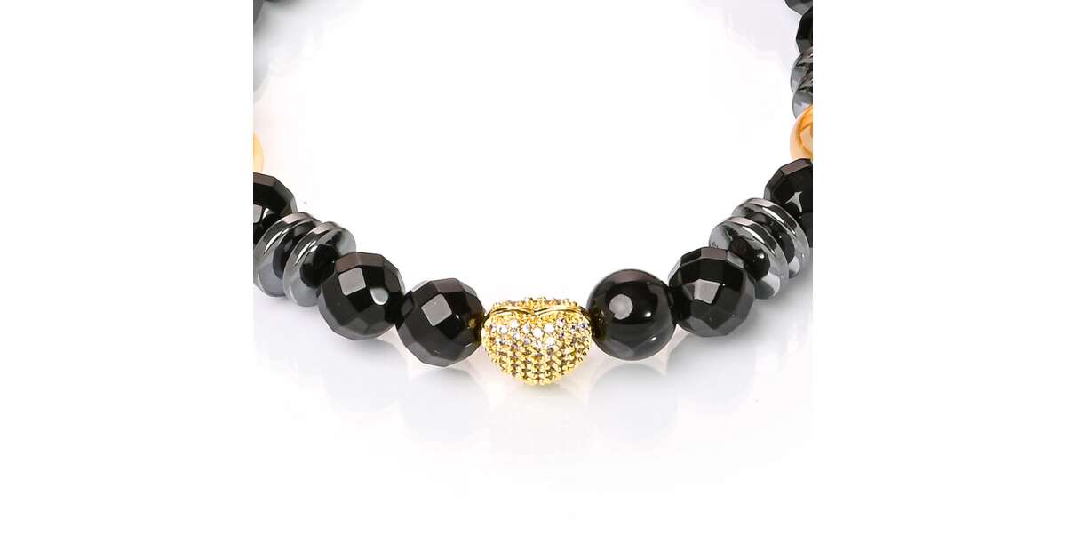 The Power of Love – Ónix achát, hematit és angyal aura ásvány karkötő ...