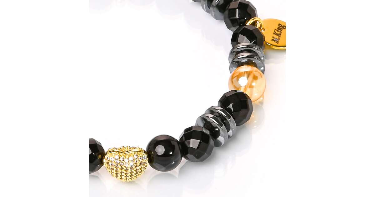 The Power of Love – Ónix achát, hematit és angyal aura ásvány karkötő ...