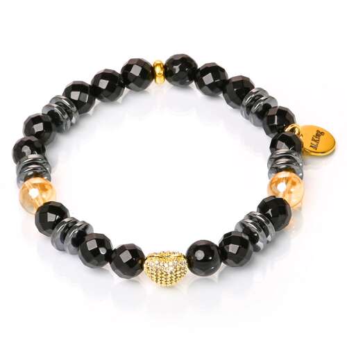 The Power of Love – Ónix achát, hematit és angyal aura ásvány karkötő ...