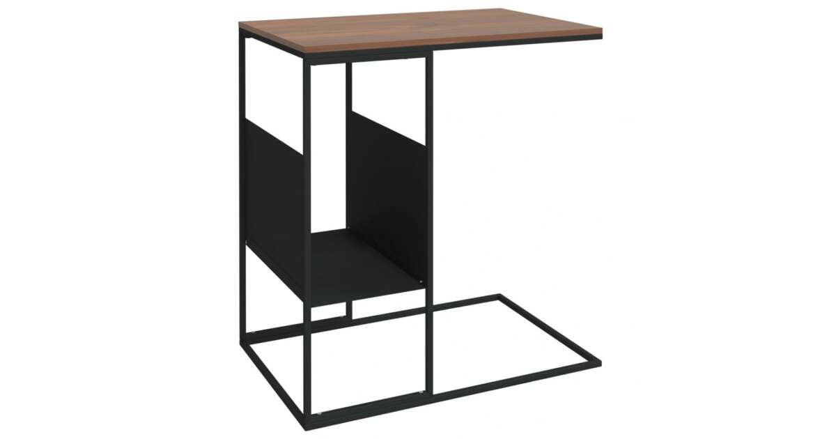 Fekete szerelt fa kisasztal 55 x 36 x 59,5 cm (343104) | Pepita.hu