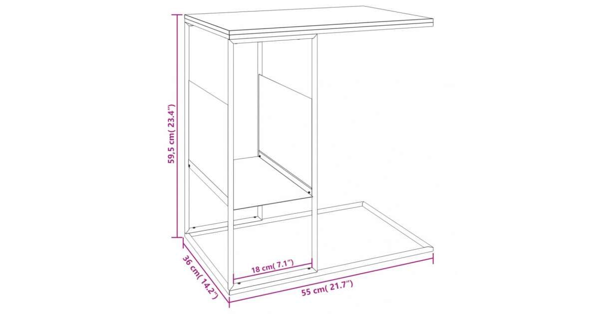 Fekete szerelt fa kisasztal 55 x 36 x 59,5 cm (343104) | Pepita.hu