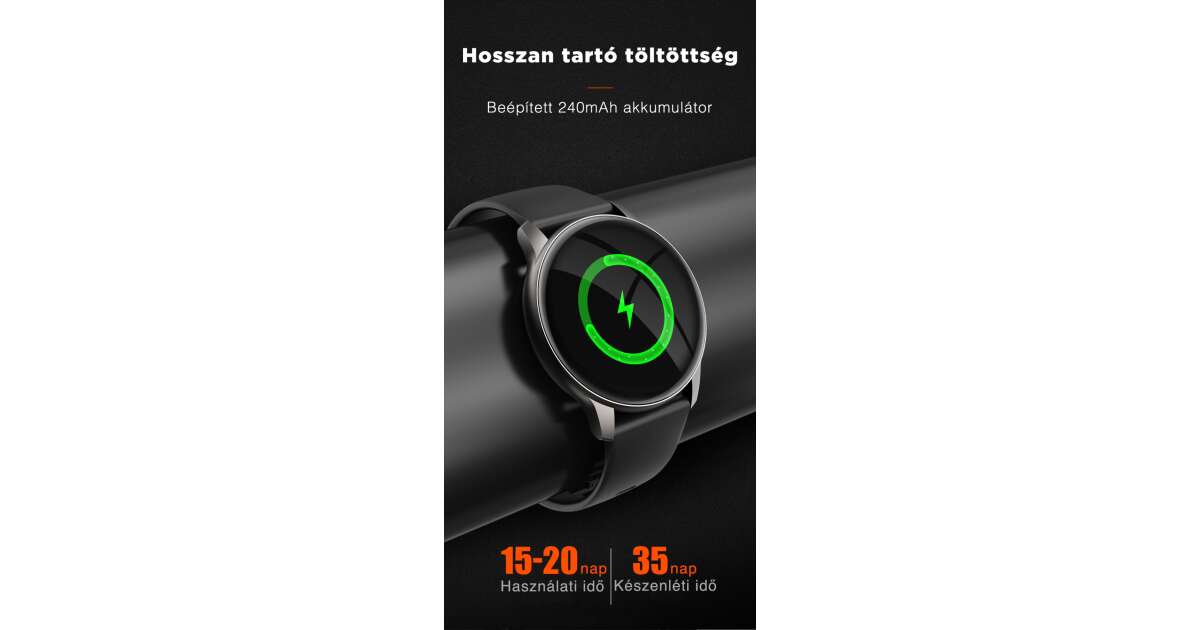 FitSync LA17 AMOLED Smartwatch, Always ON Display, 2.5D Ásványi íves ...