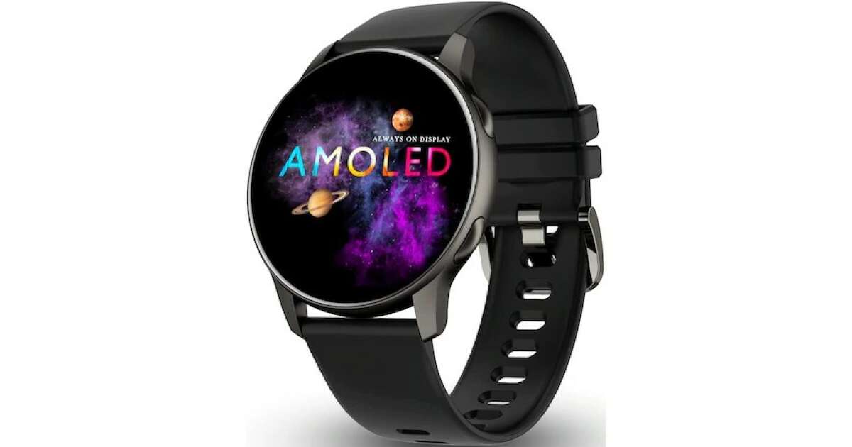 FitSync LA17 AMOLED Smartwatch, Always ON Display, 2.5D Ásványi íves ...