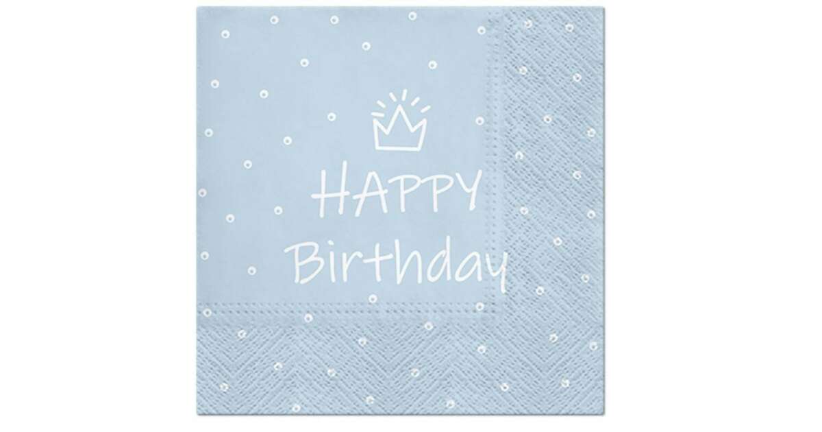 Happy Birthday Light Blue szalvéta 20 db-os 33x33 cm | Pepita.hu