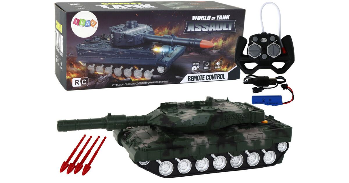 Tanc RC cu telecomandă 27 MHz verde | Pepita.com
