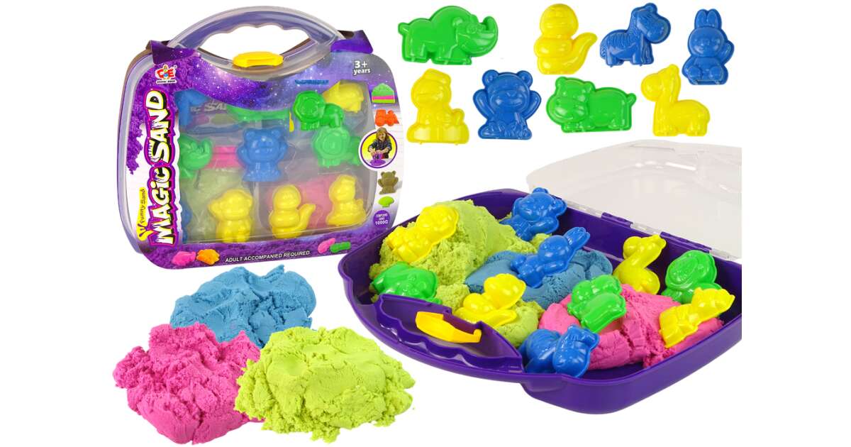 Magic Kinetic Sand egy bőröndben + állati formák 1 kilogramm homok 3 ...