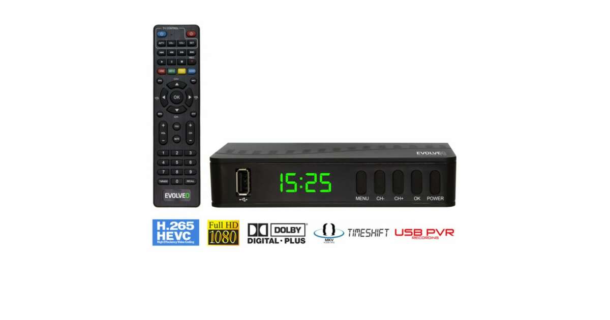 EVOLVEO Alpha T2 Set-top box DVB-T2 Full HD, FTA, fekete | Pepita.hu