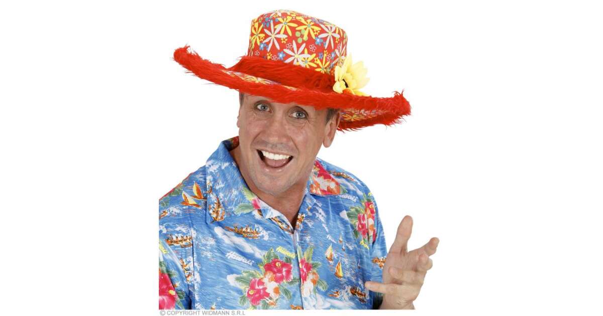 Ibiza - virágos kalap, plüss szegéllyel, piros | Pepita.hu