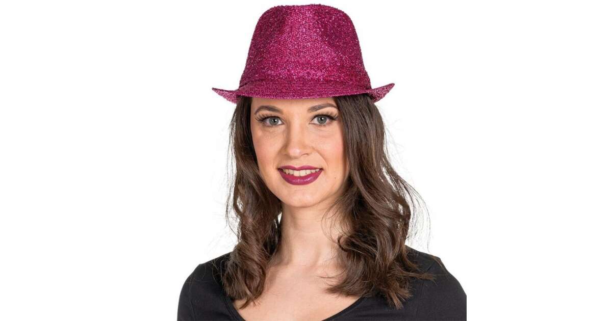 Csillogó rózsaszín Fedóra kalap felnőtt általános méretben pink színben ...