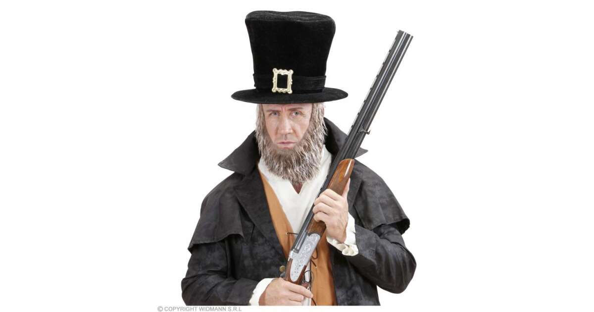 Fekete színű cilinder kalap csattal díszítve + barna szakáll | Pepita.hu