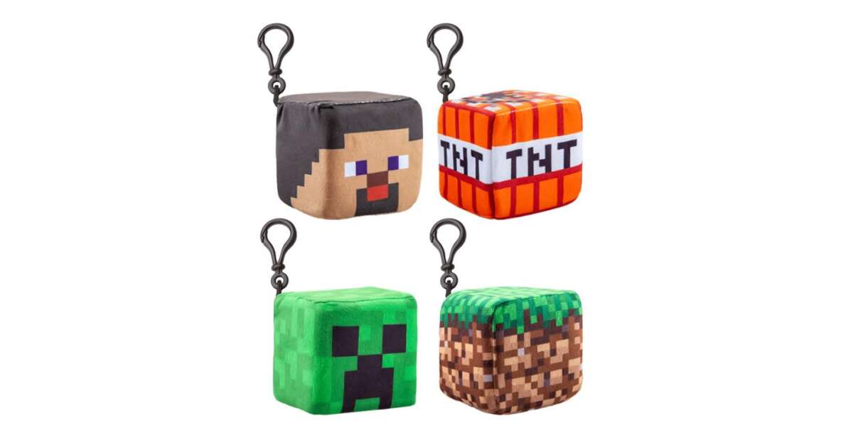 Kľúčenka z plyšovej kocky Minecraft s 8 cm figúrkou, 4 druhy | Pepita.com