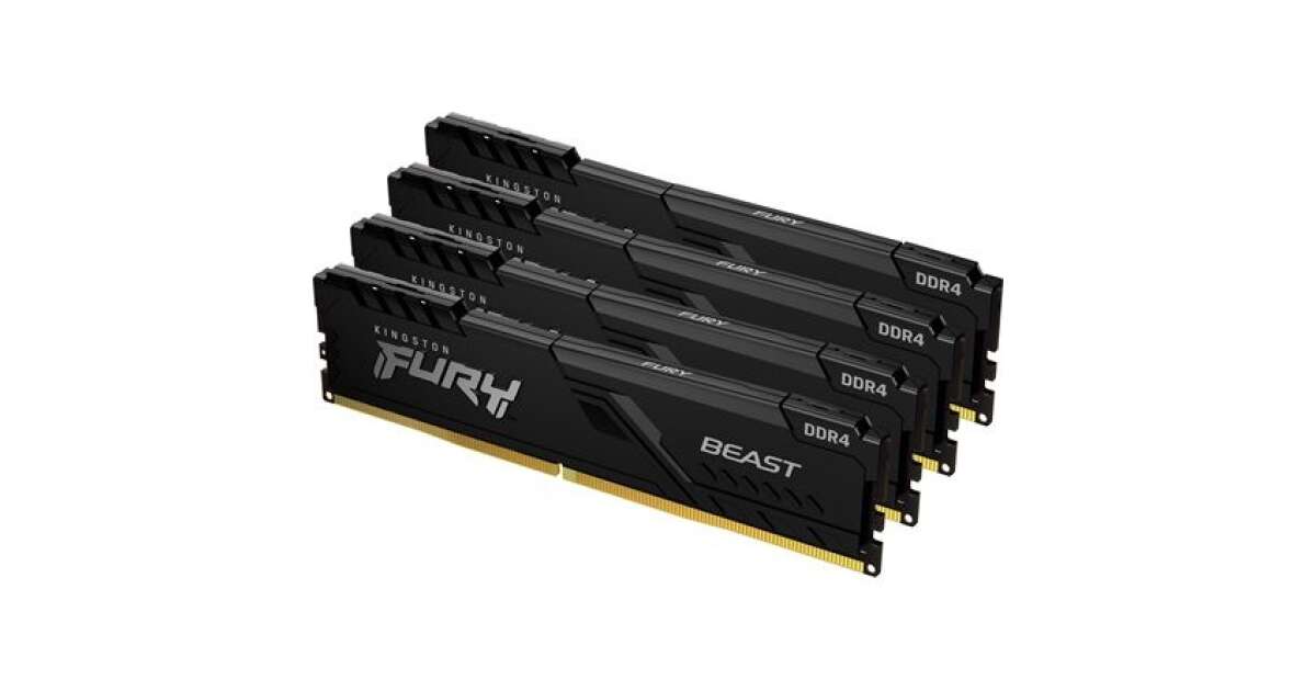 Kingston 128GB DDR4 3200MHz Kit(4x32GB) Fury Beast Fekete KF432C16BBK4 ...