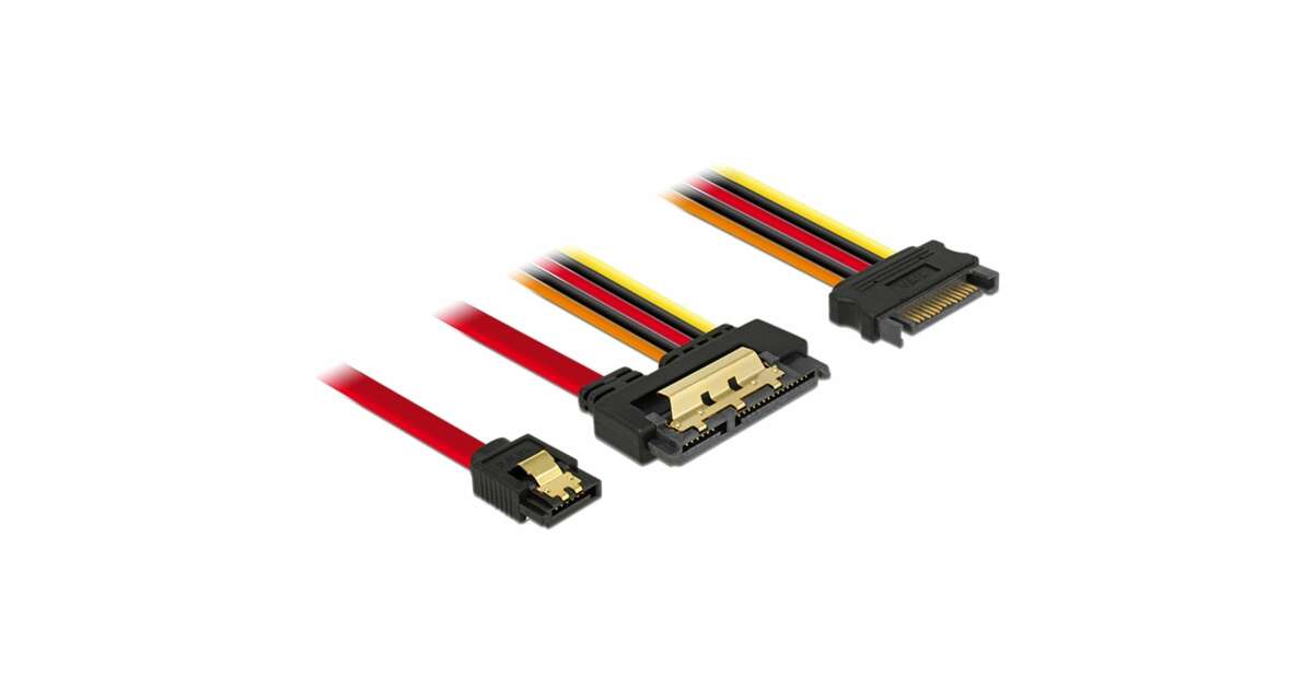 Delock 85228 SATA-kábel, 6 Gb/s, 7 tűs csatlakozóhüvely + 15 tűs SATA ...