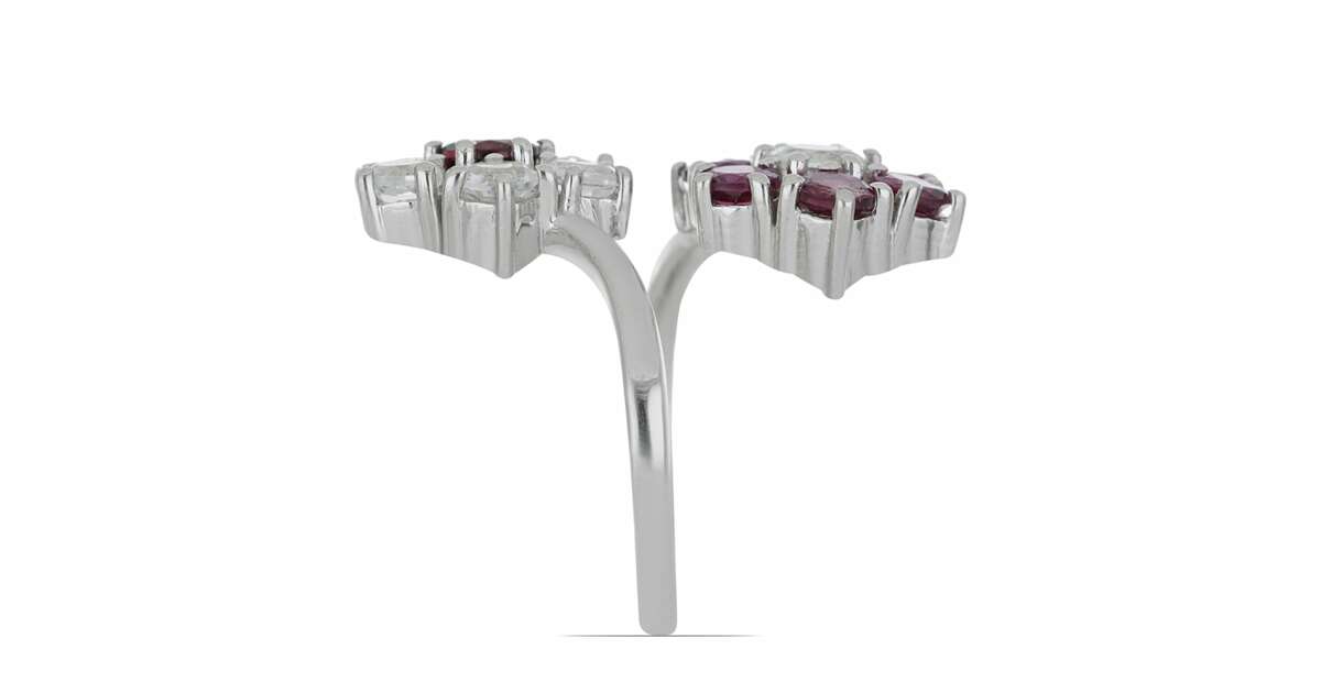 Ezüst Gyűrű Minas Moatize Rhodolit Gránáttal és Fehér Topázzal, Méret ...