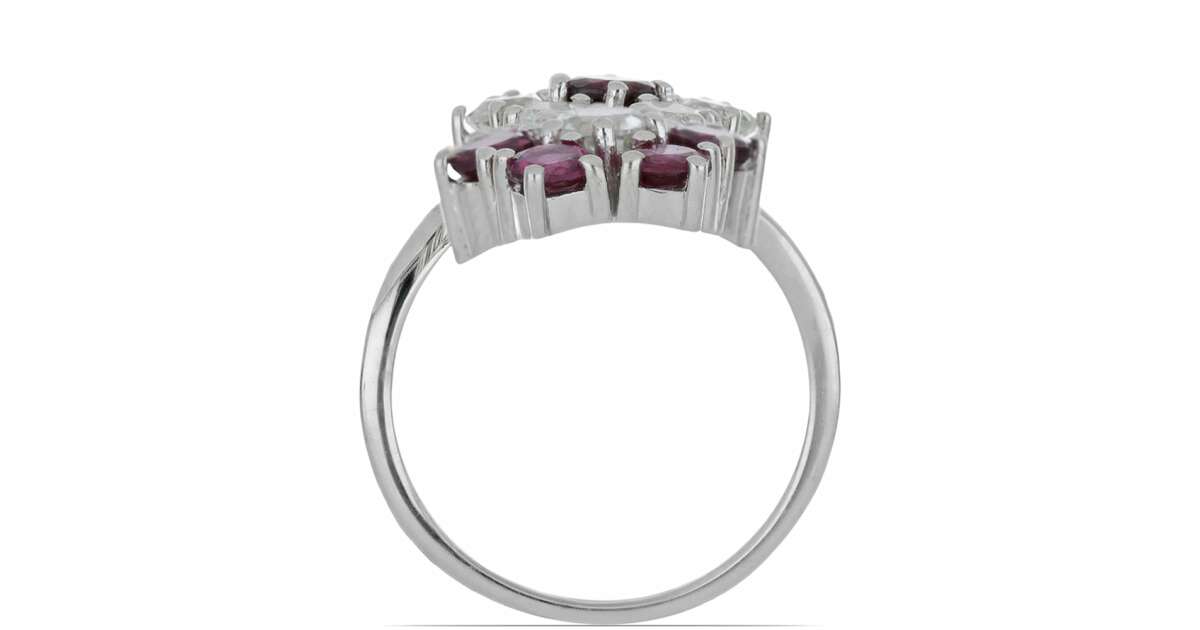 Ezüst Gyűrű Minas Moatize Rhodolit Gránáttal és Fehér Topázzal, Méret ...