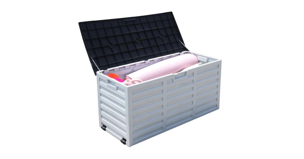 Kerti tároló doboz, fehér/fekete, PADMO | Pepita.hu