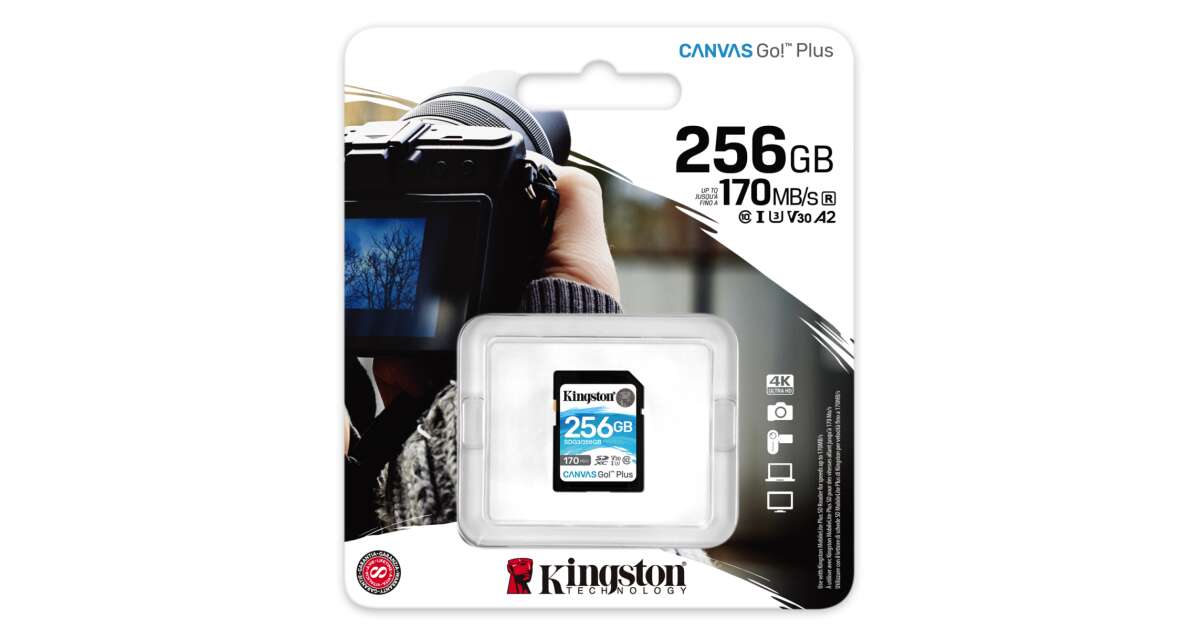 Card de memorie Kingston sdxc 256gb canvas go plus 170r c10 uhs-i u3 v30 SDG3/256GB | Pepita.com