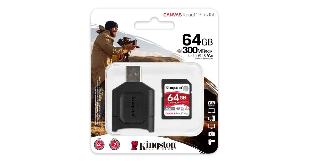 Kingston Technology Canvas React Plus 64 GB SD UHS-II Class 10 | Pepita.com