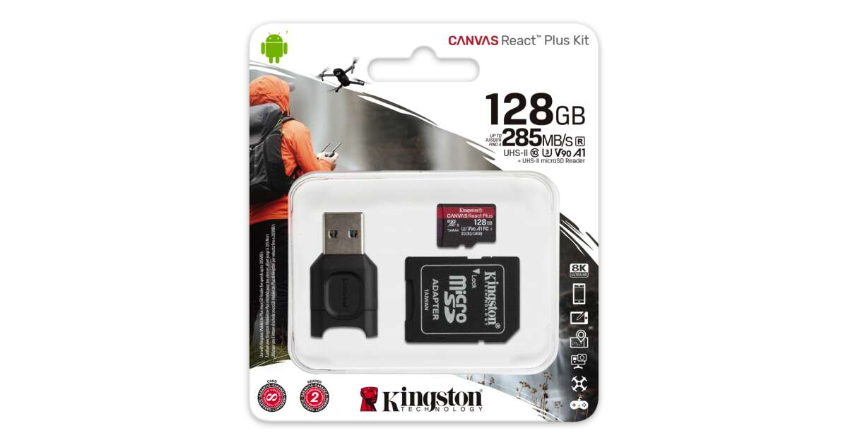 Kingston Technology Canvas React Plus 128 GB MicroSD UHS-II Class 10 ...
