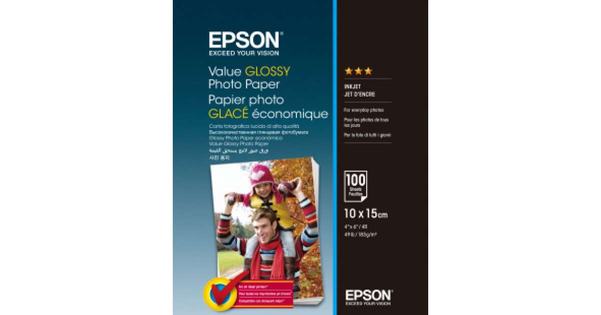 Epson fotópapír value glossy photo paper - 10x15cm - 100 lap C13S400039 ...