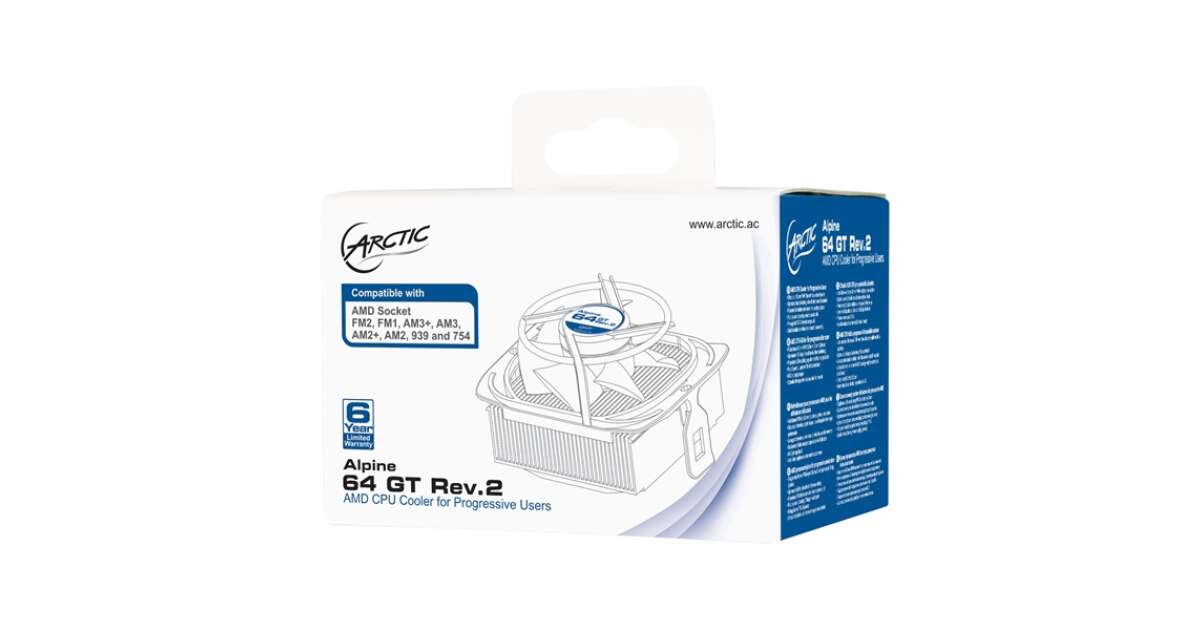 Arctic cooling chladič cpu alpine 64 gt rev.2 fm1, am3+, am3, am2+, am2 ...