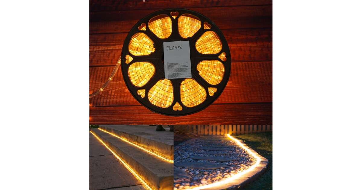 Instalatie Craciun, 80 m, 1920 Led-uri, Furtun Luminos, Alb cald ...