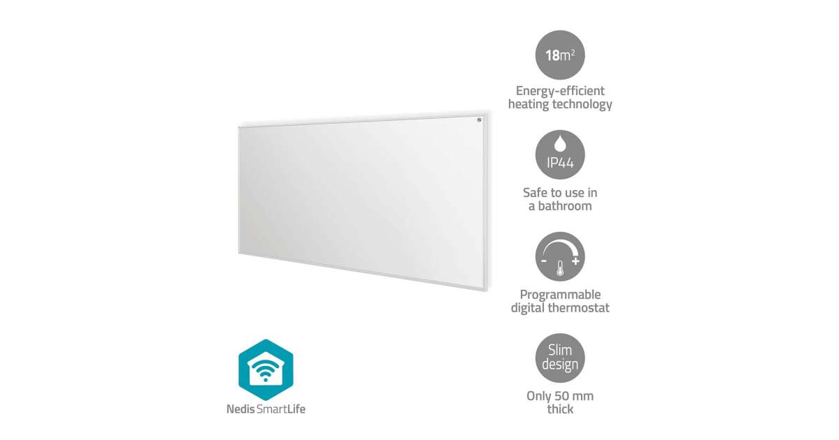 Nedis WIFI-s digitális infrapanel SmartLife Infravörös fűtőpanel 700 W Tuya app-pal| Állítható ...