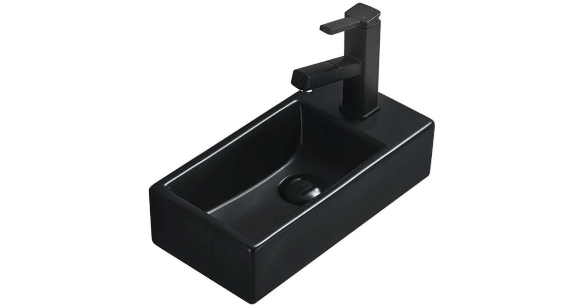 Mexen Inez Mosdó kagyló balos 40 x 20 cm, fekete mat - 21484085L Mosdó ...