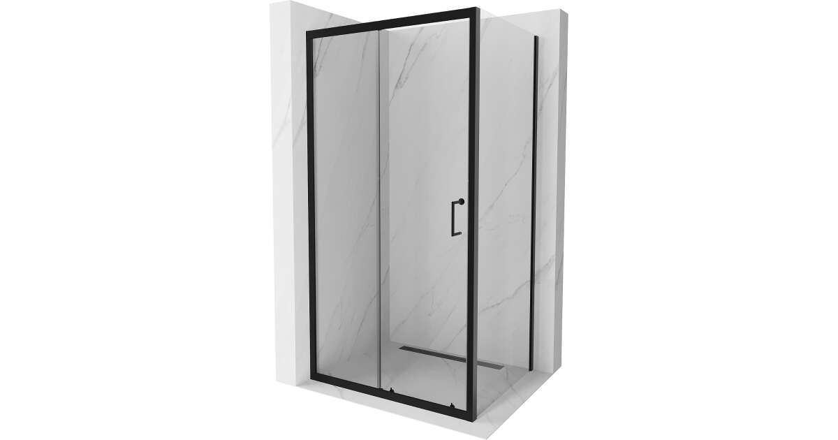 Mexen Apia Zuhanykabin Toló ajtóval 120 x 70 cm, átlátszó üveg, fekete ...