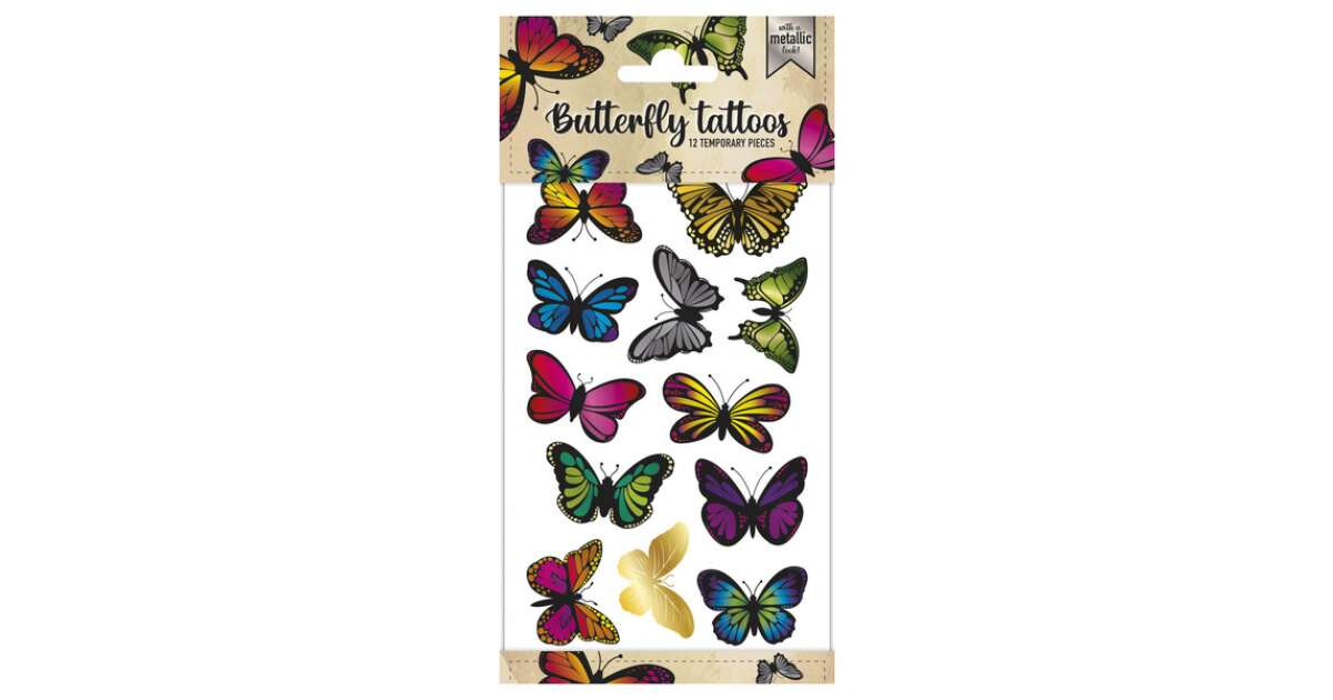 Butterfly Tattoos, Metallic Shimmer, 12 pcs | Pepita.com