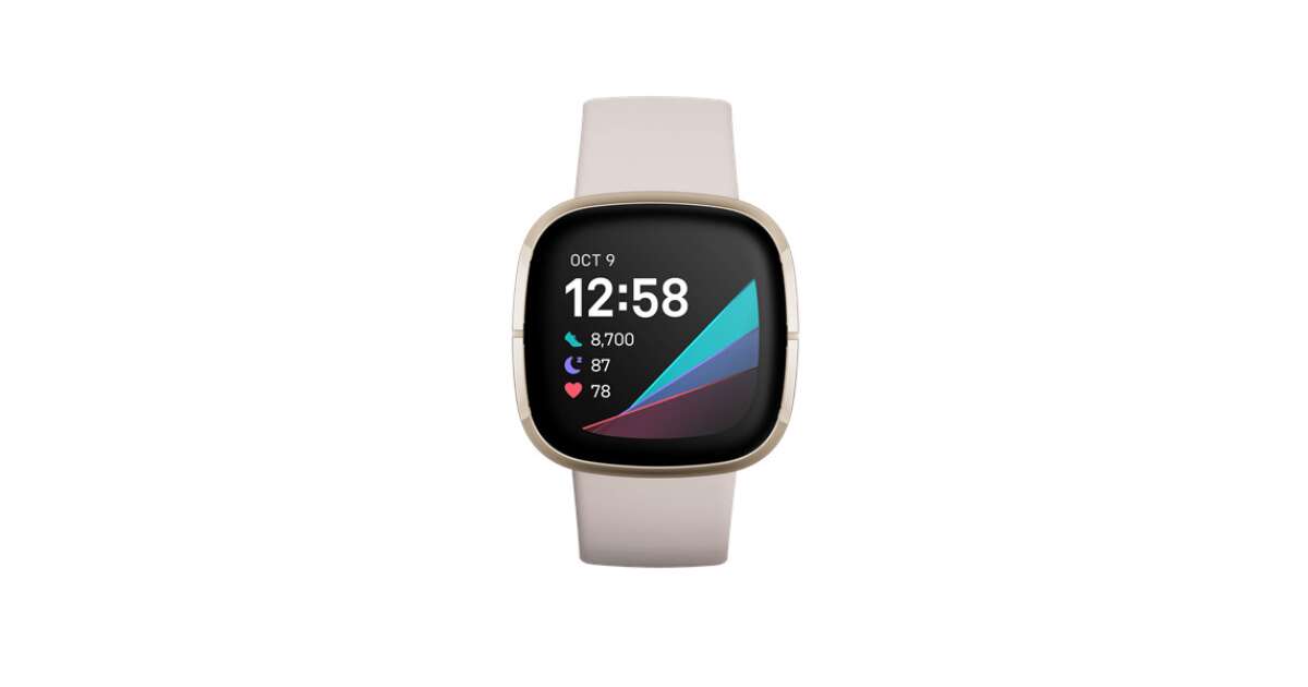 FITBIT Sense okosóra (Lunar White / Soft Gold Stainless Steel) | Pepita.hu