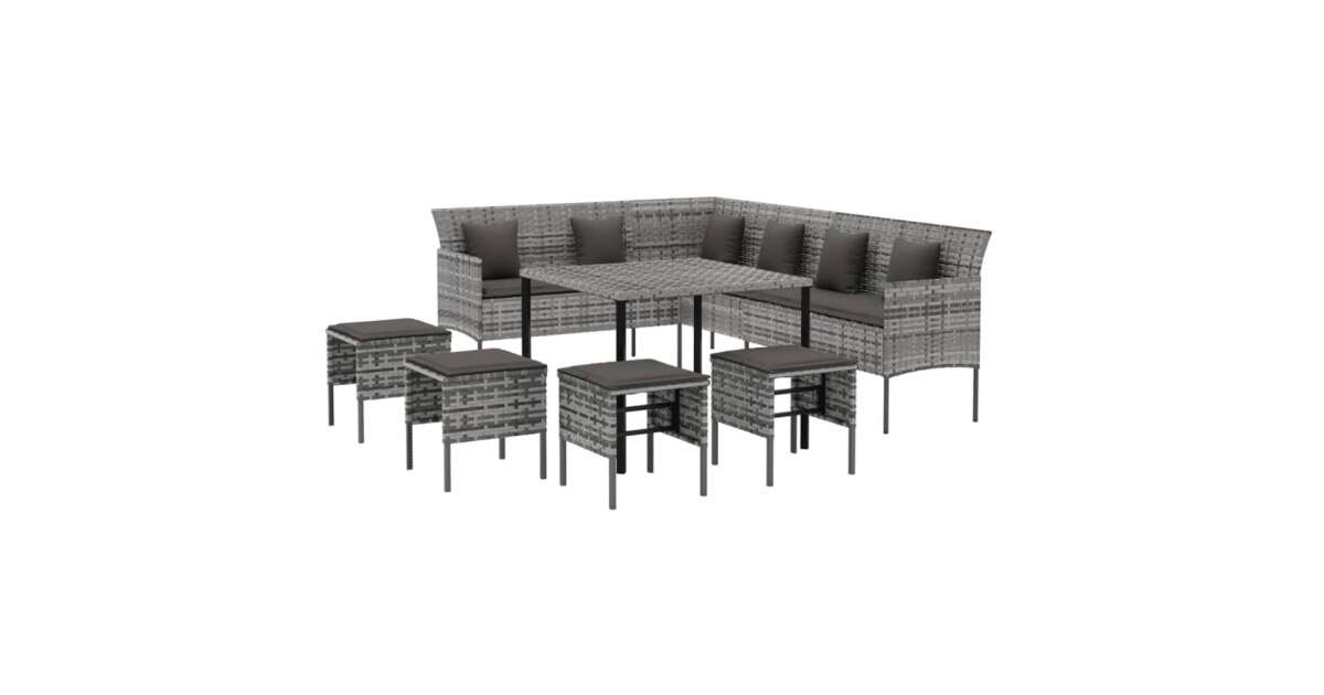 6-részes szürke polyrattan kerti étkezőgarnitúra párnákkal (3186651 ...